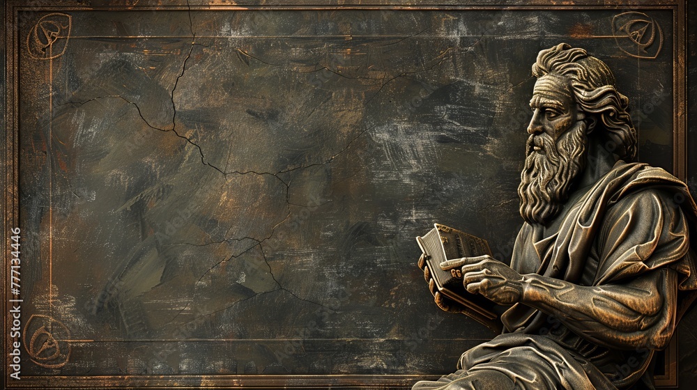 Portrait of a thinking stoic marble statue. Perfect for background and ...