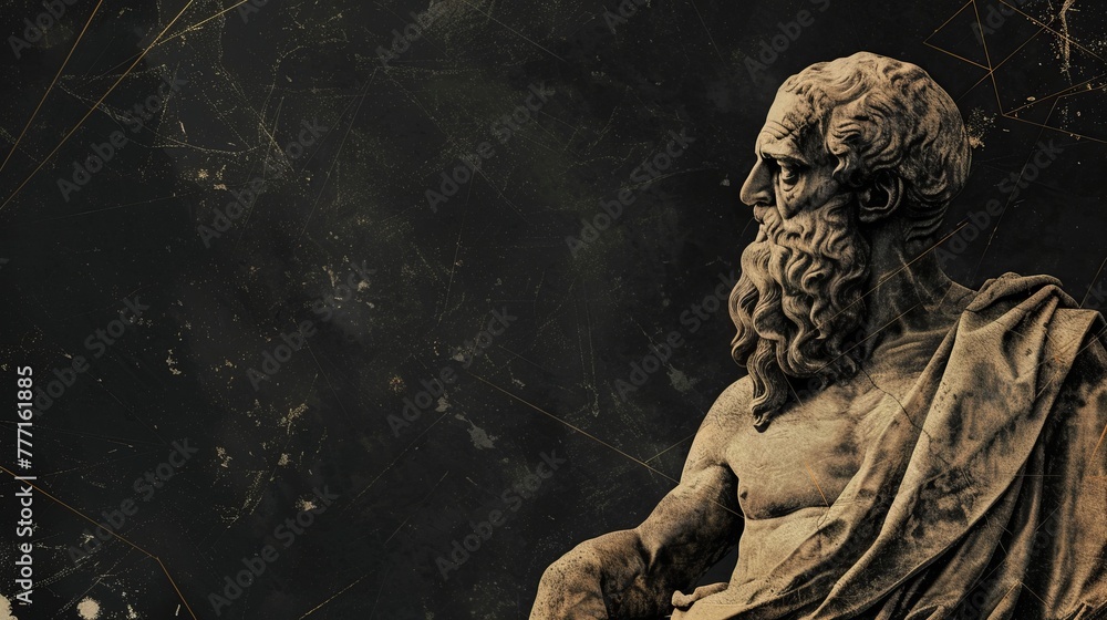 Portrait of a gentle and flawless thinking stoic marble statue. Perfect ...