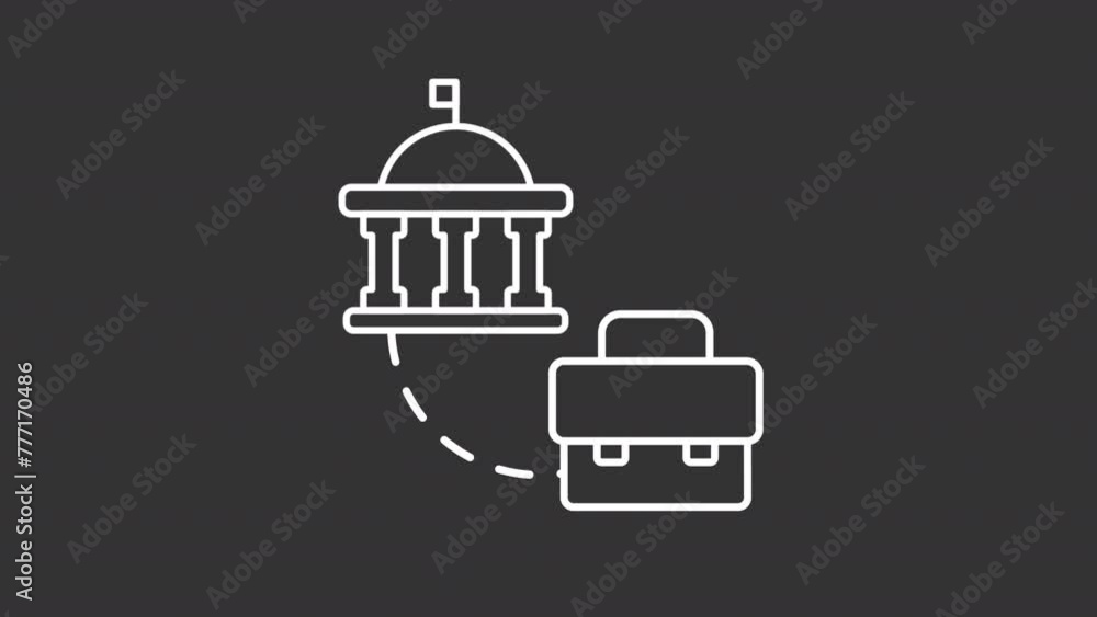 Vidéo Stock G2B commerce white line animation. Government to business ...