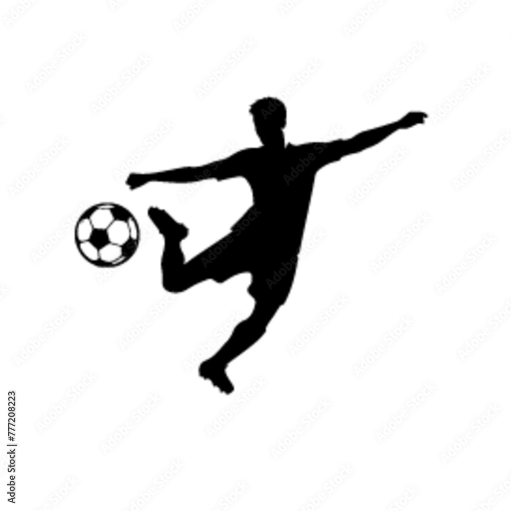 minimalist Football player kicking ball vector black color silhouette ...