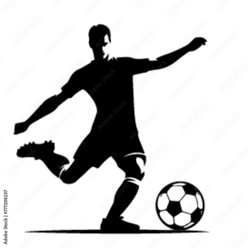 minimalist Football player kicking ball vector black color silhouette ...