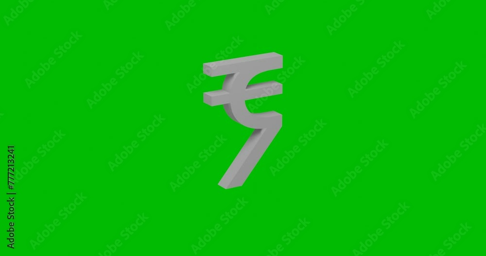 Animation of rotation of a white indian rupee symbol with shadow ...