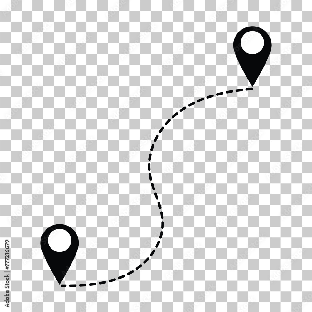 Location map path distance icon, one place to another location icon ...
