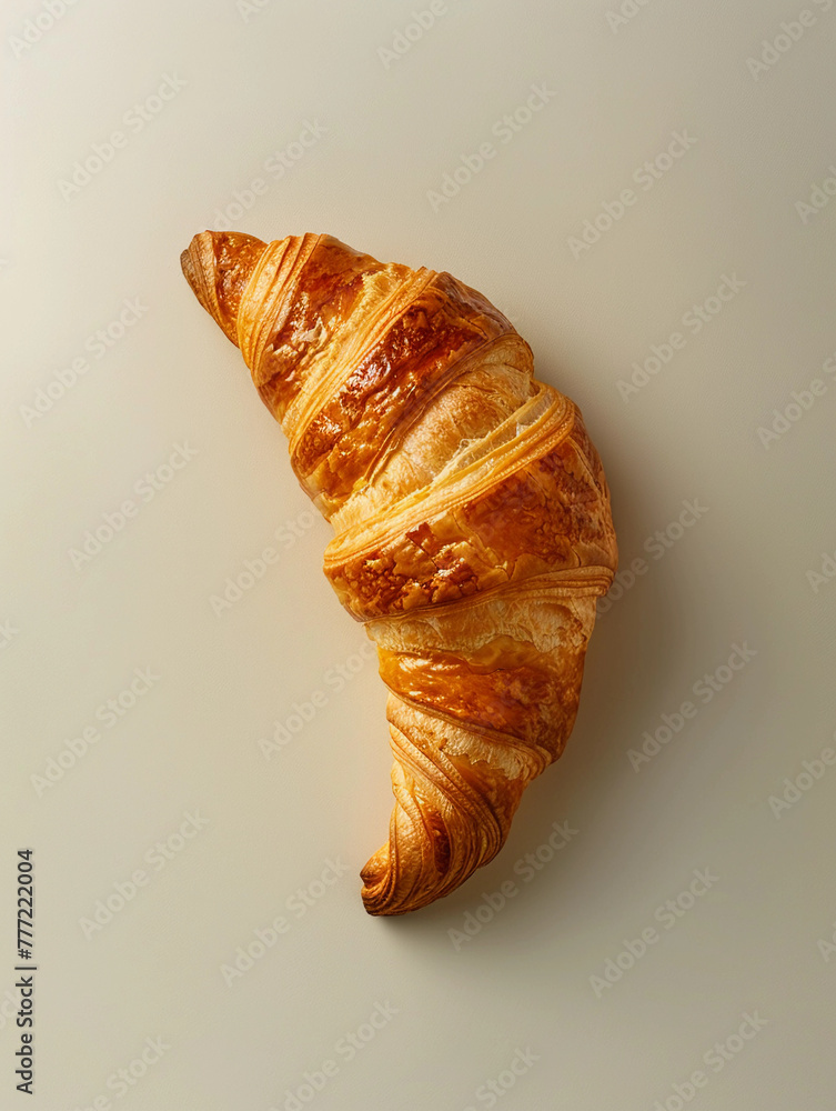 Fresh croissants collection and creative layout isolated on biege ...
