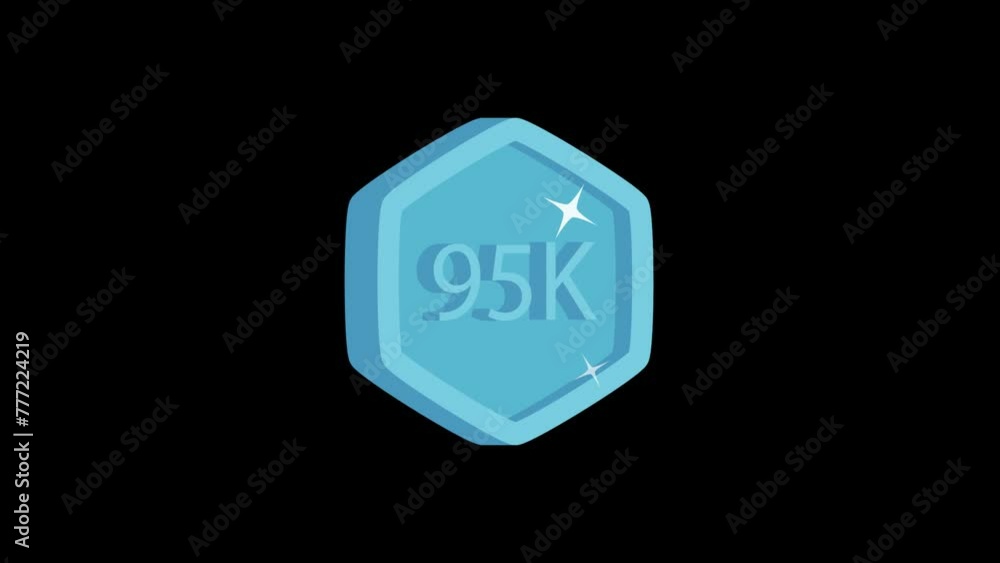 Follower Badges 3D badge, alpha channel 4k video. blue and gold hexagon ...
