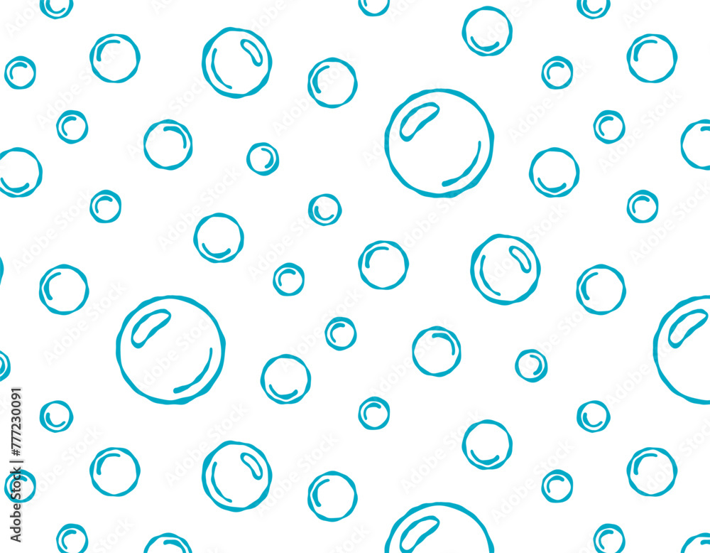 Bubbles vector seamless pattern with flat line icons. Soap with foam and bubbles. Vector icon or ...