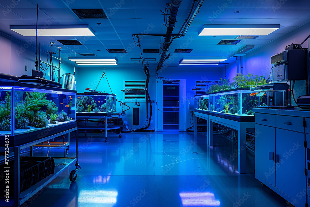 Sleek office space with concealed storage solutions and tech ...