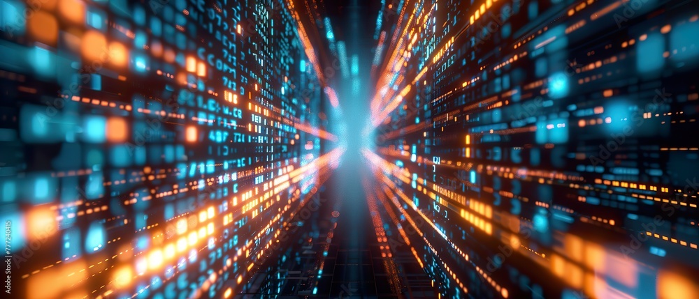 Mysterious entity, glowing codes, delving into the depths of the ...