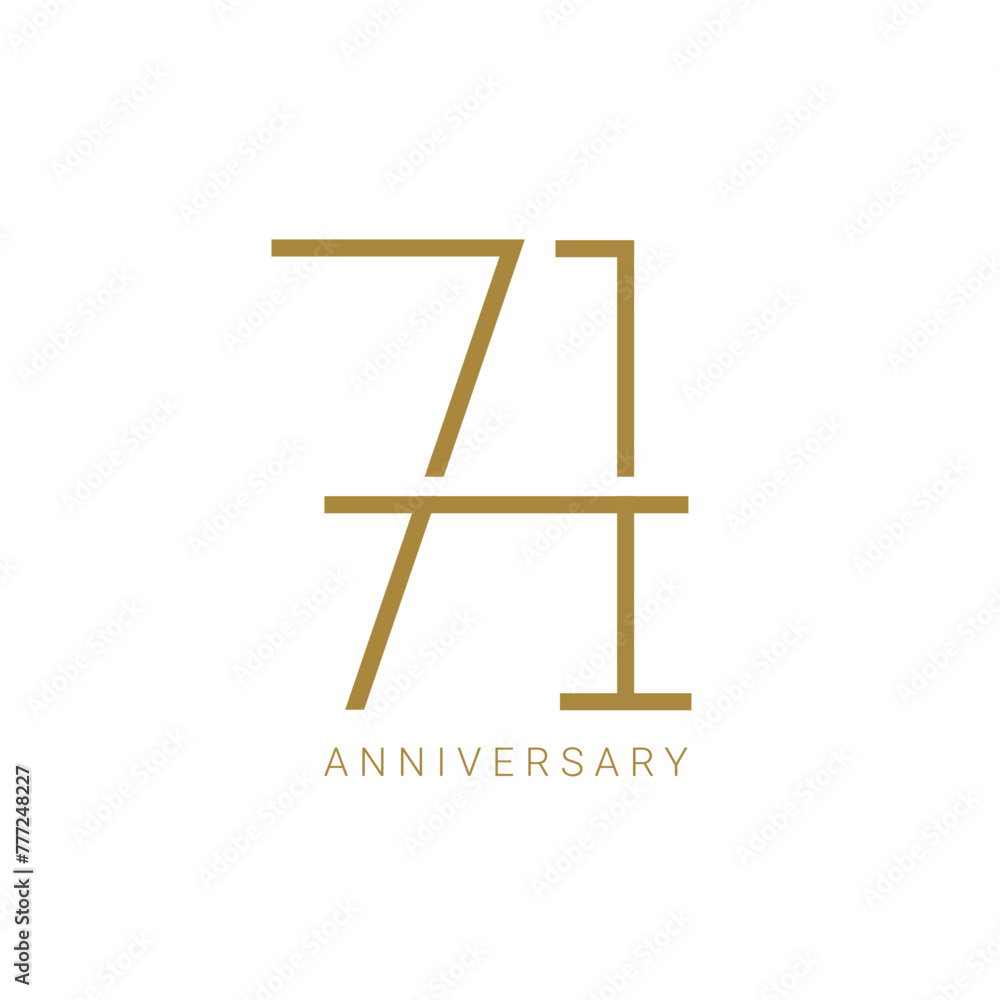 71 Logo, 71 Years Anniversary Logo, Golden Color, Vector Template ...