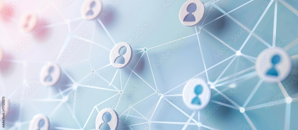 The concept of connection between people, figures connected by threads ...