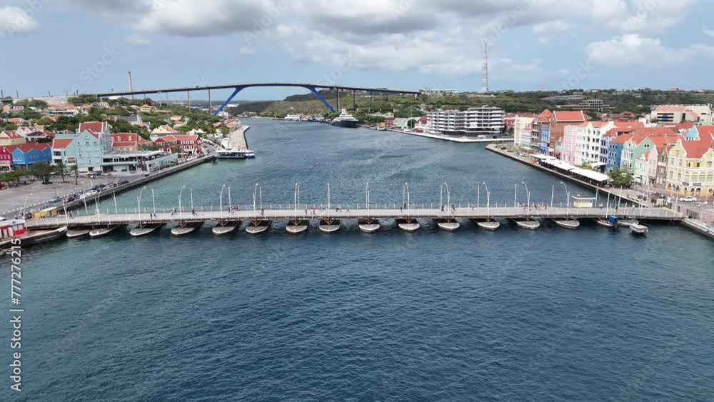 Floating Bridge At Otrobanda In Willemstad Curacao. Caribbean Island ...