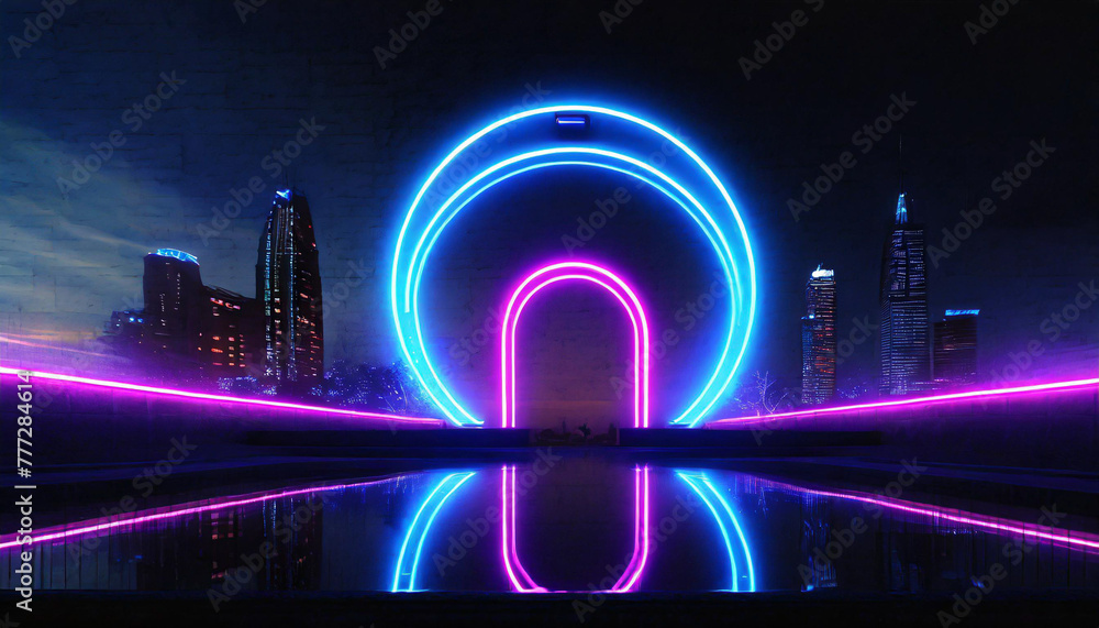 Realistic purple neon rectangle frame with glow effect isolated on dark ...