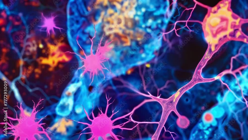 A brightly colored image of a slice of brain tissue displaying various ...