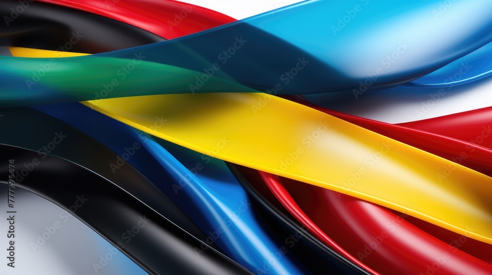 abstract background with Olympic ribbons of blue, black, red, yellow ...