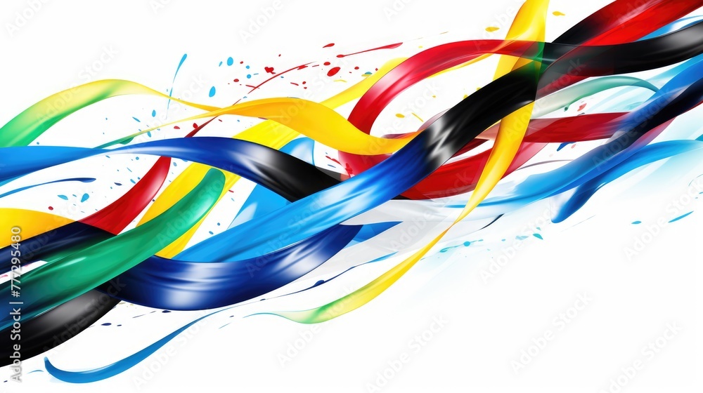 abstract background with Olympic ribbons of blue, black, red, yellow ...