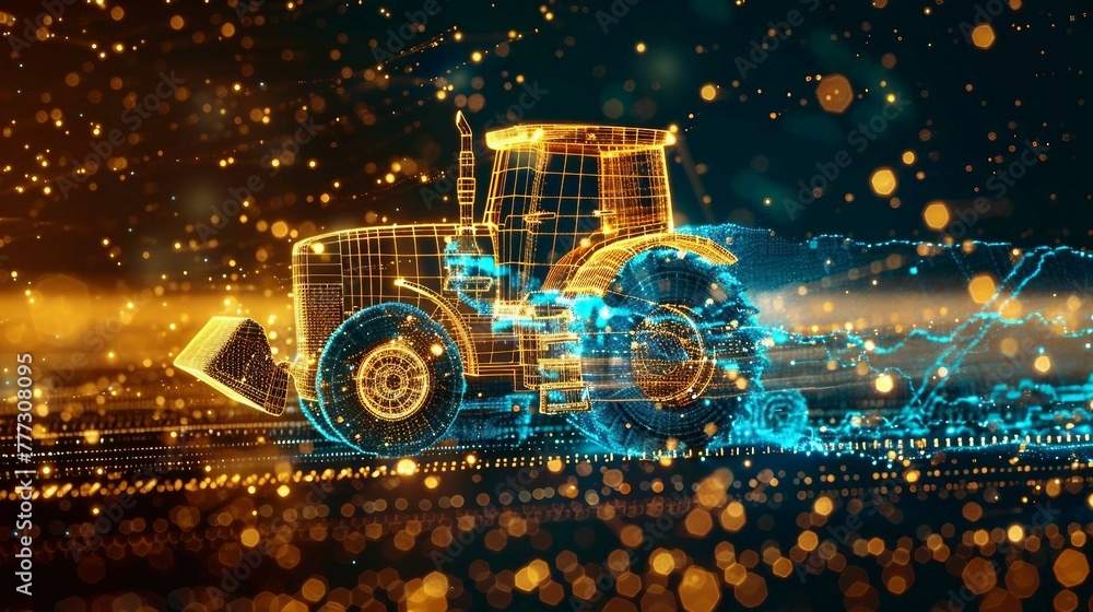 digital yellow smart tractor, artificial intelligence in modern ...