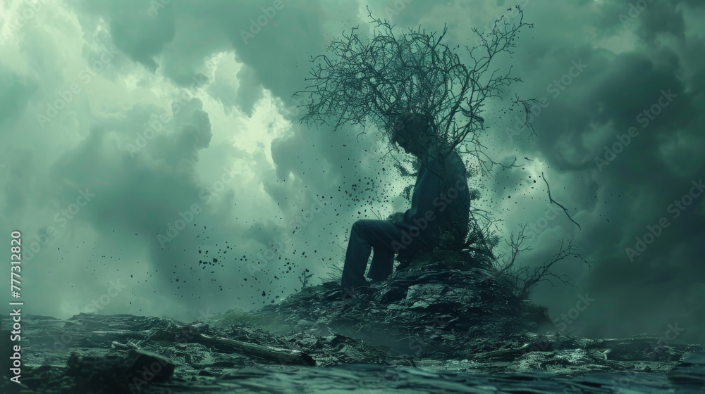 Enigmatic surreal scene capturing the enigmatic and haunting thoughts ...