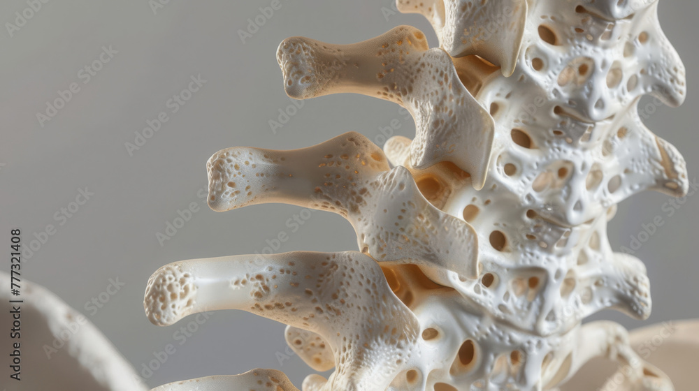 3D model of a human vertebra, showing detailed bone structure and ...
