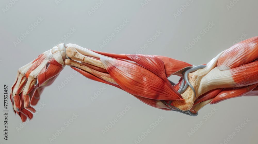3D model of the human elbow joint, focusing on bone, ligament, and ...
