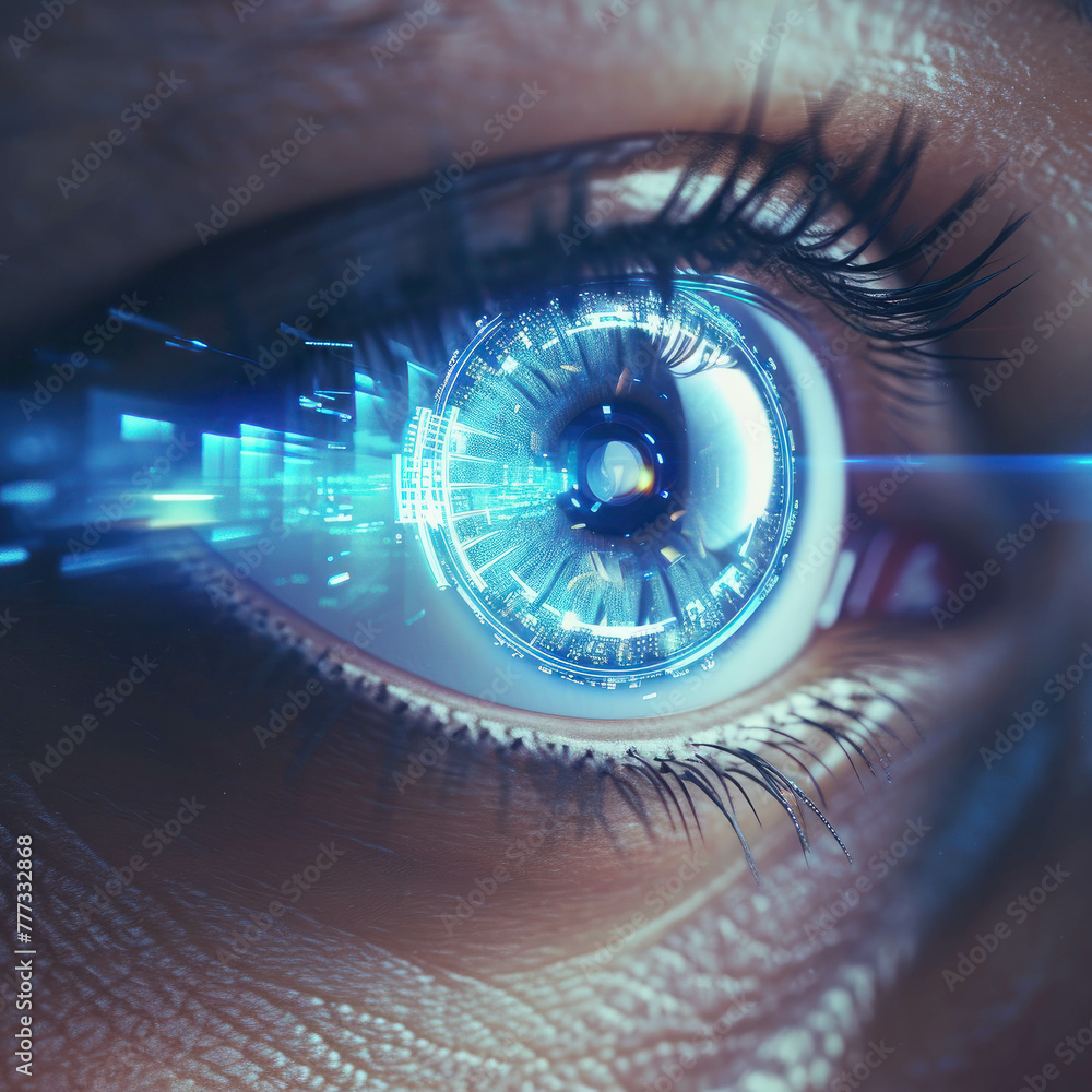 Peer into the future with a close-up of a blue eye, circa 2050. Enter ...
