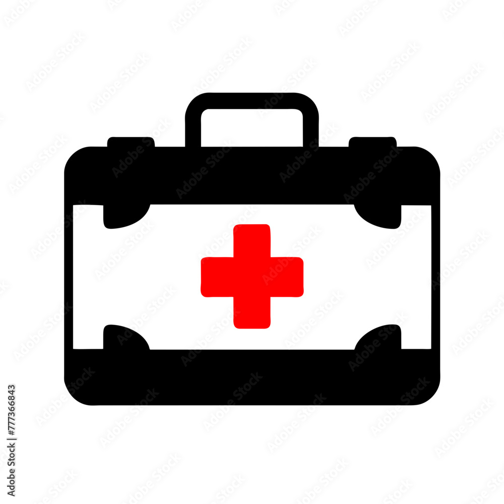 First aid kit icon vector silhouette drawing medical hospital doctor ...