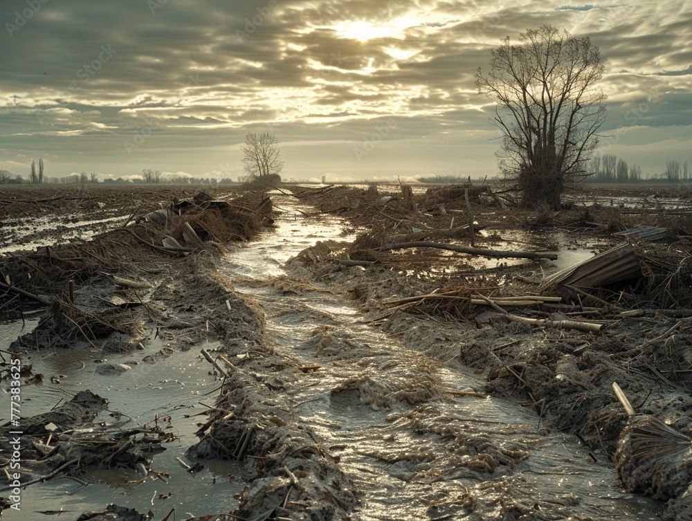 The devastation of a land after a flood, illustrating the extremes of ...