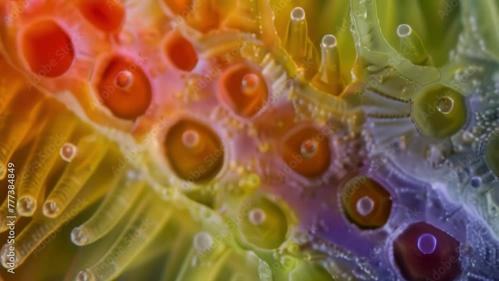 A highly magnified image of a plants stigma and style the female ...
