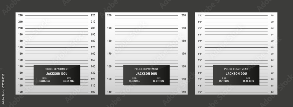 Police mugshot template. Vector background set of police lineup ...