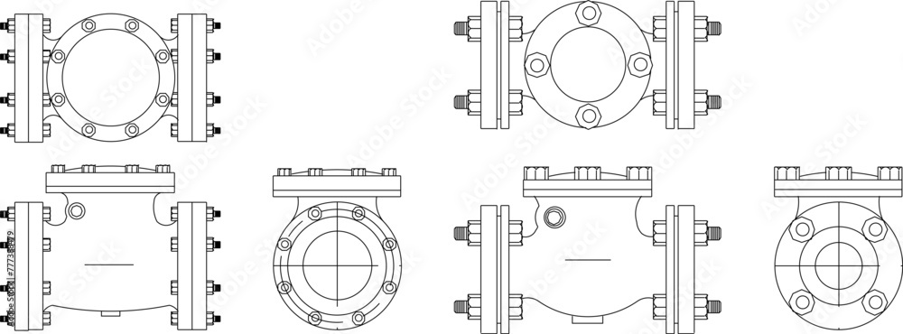 vector design sketch illustration, technical drawing of iron pipe ...