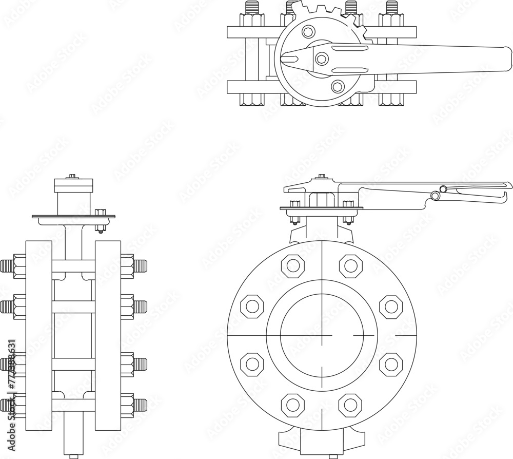 vector design sketch illustration, technical drawing of iron pipe ...