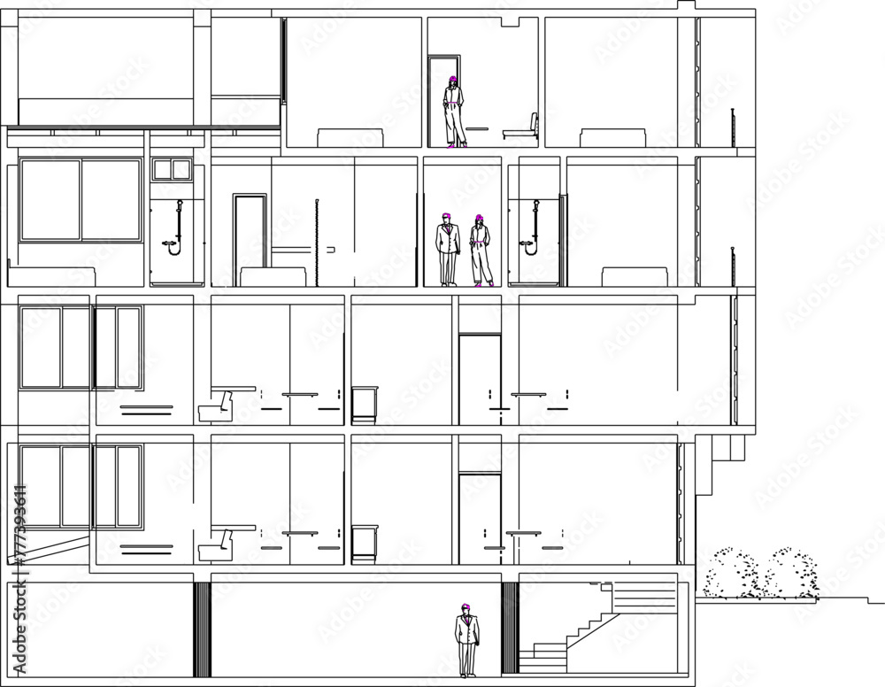 vector design sketch illustration, architectural engineering drawing ...