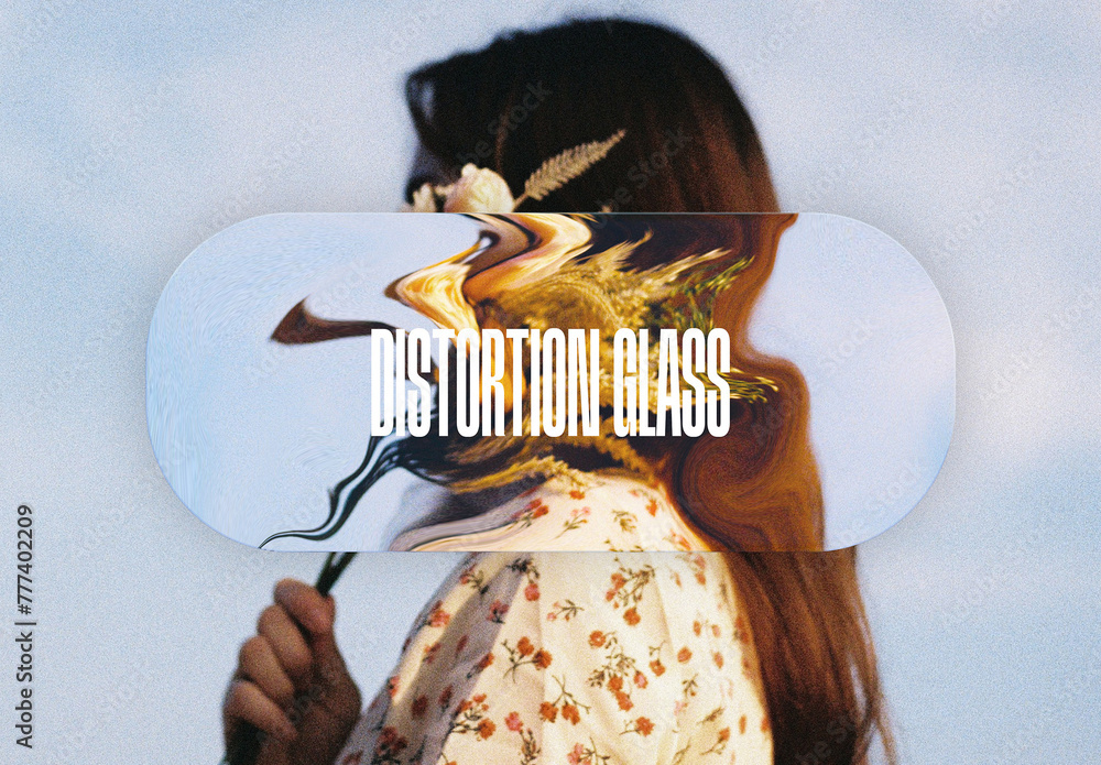 Glass Distortion Shape Photo Effect Mockup Stock Template | Adobe Stock