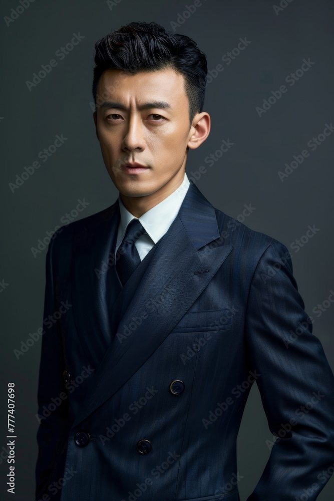 In this professional portrait, a 35-year-old Chinese gentleman embodies ...
