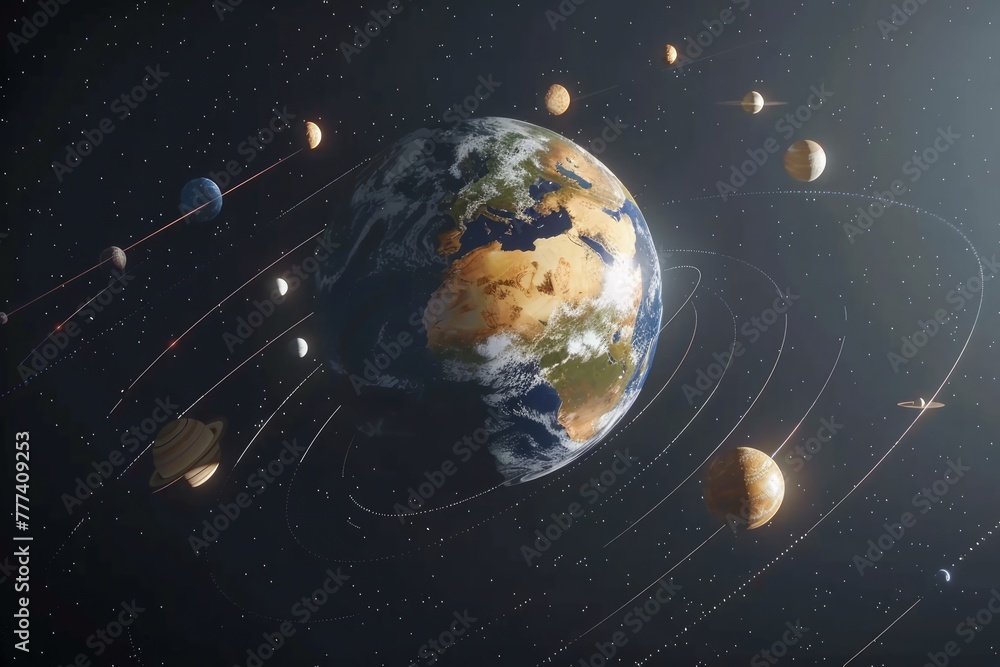 Solar System Planets Orbiting Around the Sun with Earth in the ...