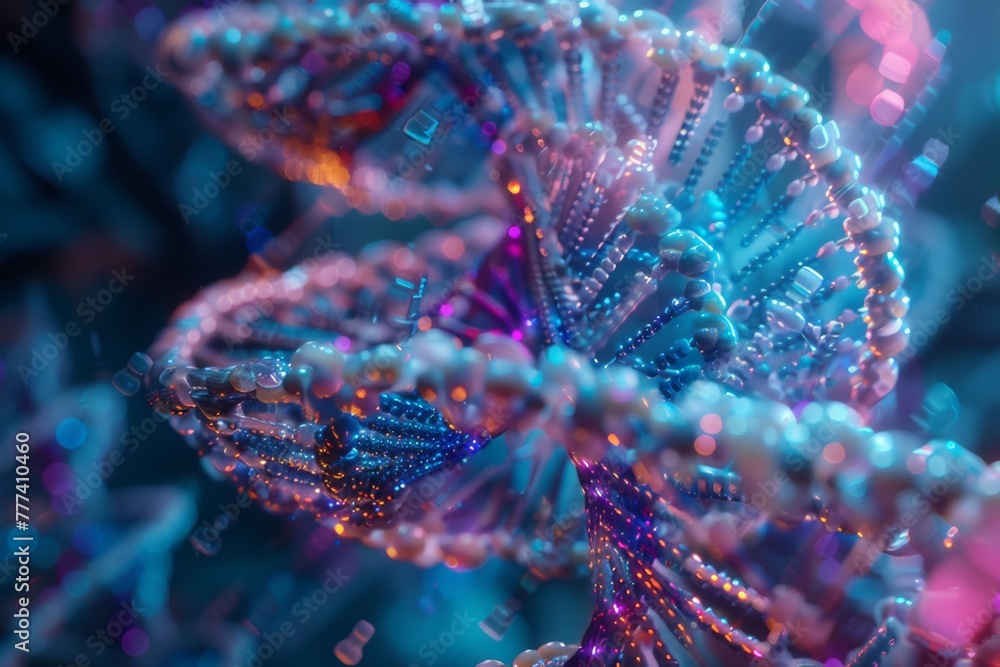 The complex world of DNA shows the dance of nucleotides as they weave ...