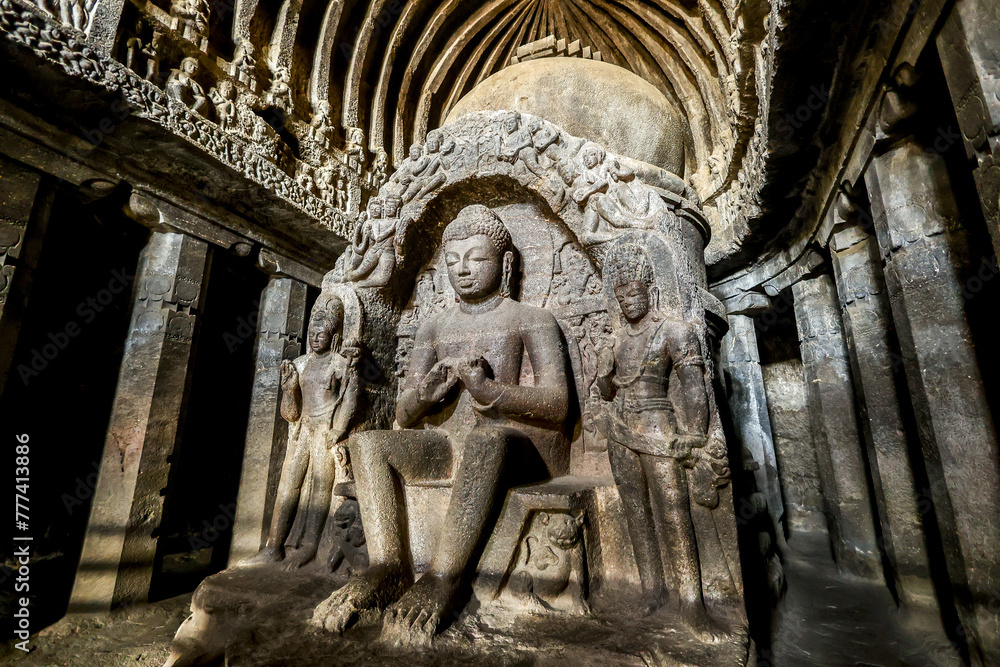 Ellora caves, a UNESCO World Heritage Site in Maharashtra, India. Cave ...