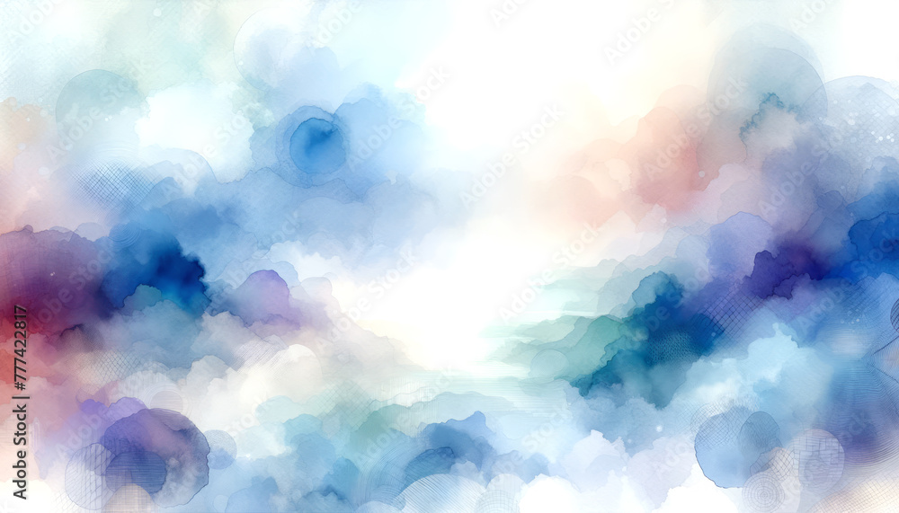 Soft watercolor cloud-like formations on a light gradient background ...