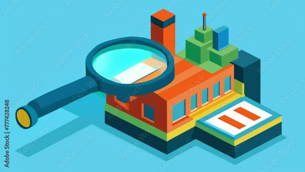 A magnified view of a miniature model of a factory demonstrating how a ...