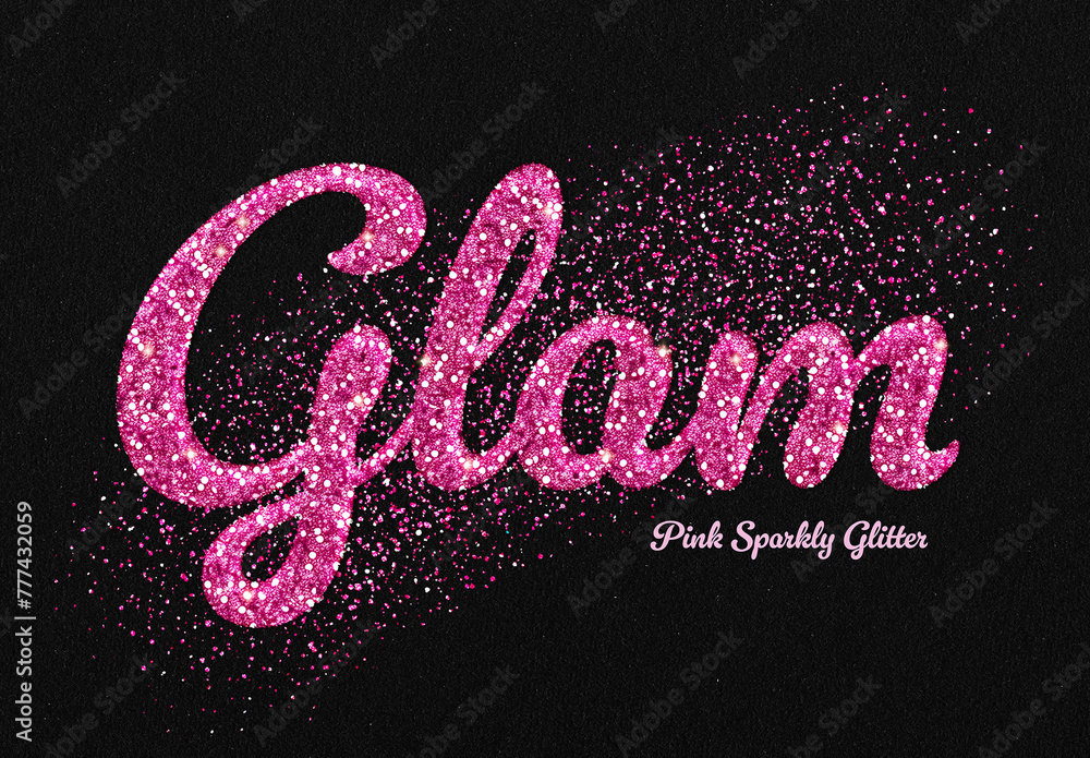 Pink Sparkly Glitter Text Effect Mockup With Generative AI Stock ...