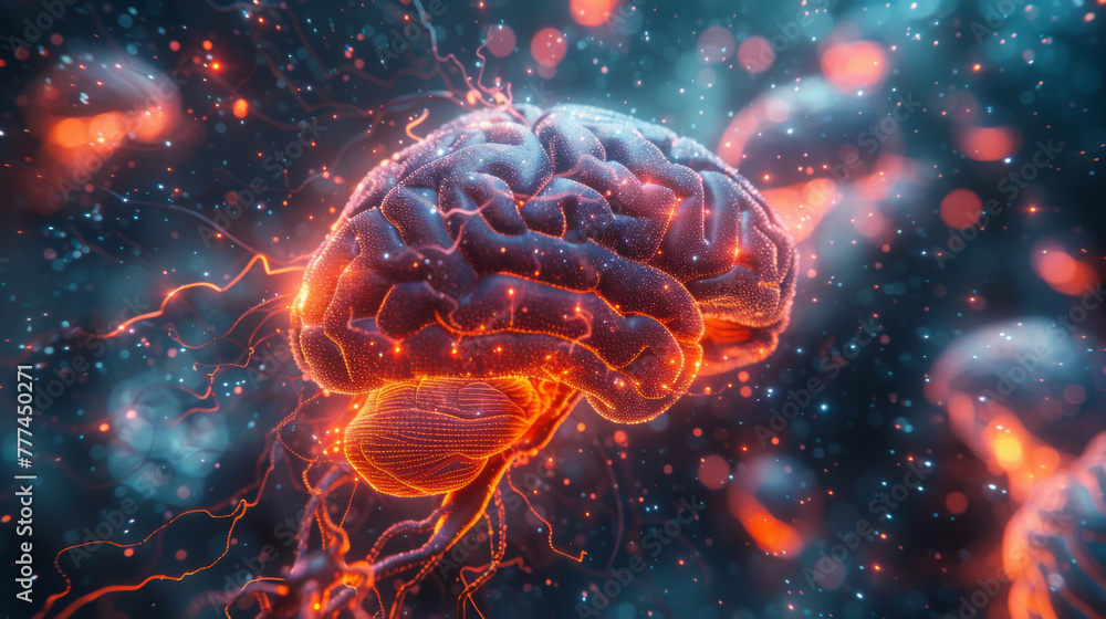 3D Illustration of human brain nerve tracts based on magnetic resonance ...