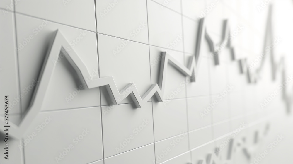 Minimalist Chart or graph with arrow. Rising stock market or rise of ...