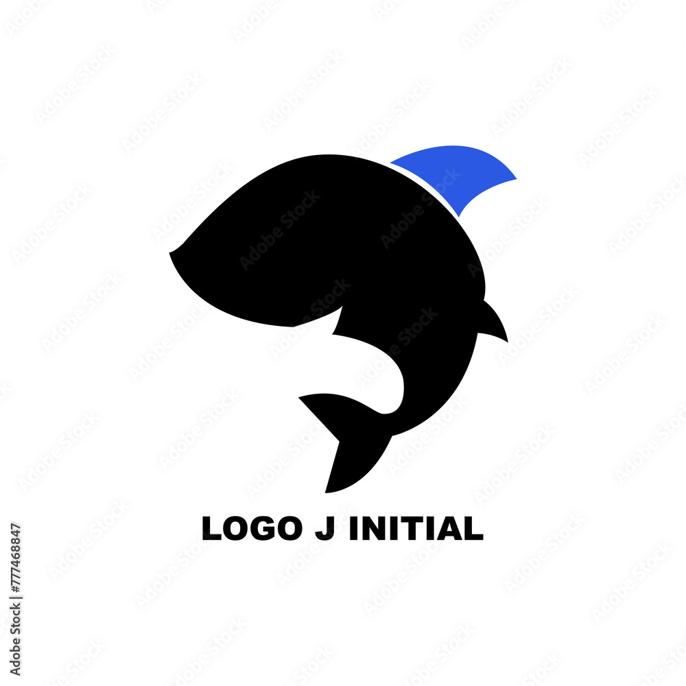 Vector graphic of the initial J logo in the shape of a shark. This ...