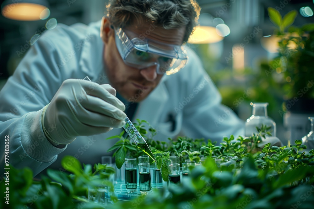 The scientist is researching a plant in the lab to understand its ...