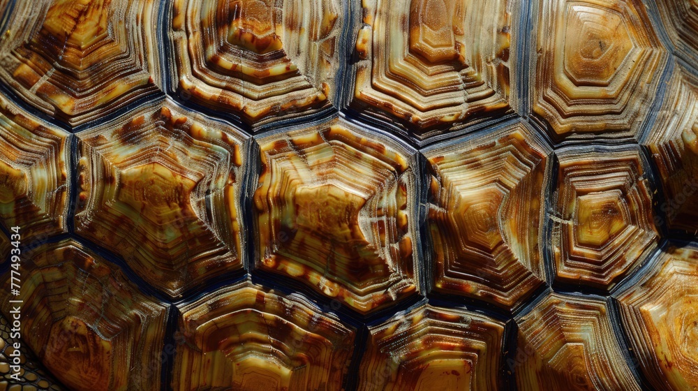 A close-up of tortoise shell texture, showing the unique patterns and ...