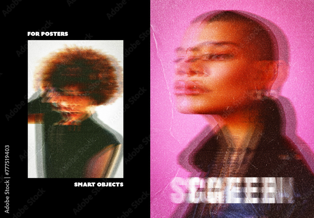 Screen Print Poster Photo Effect Mockup Stock Template | Adobe Stock