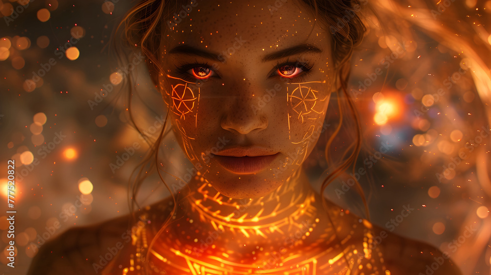 Captivating Otherworldly Visage:A Cosmic Horror Portrait of a Glowing ...