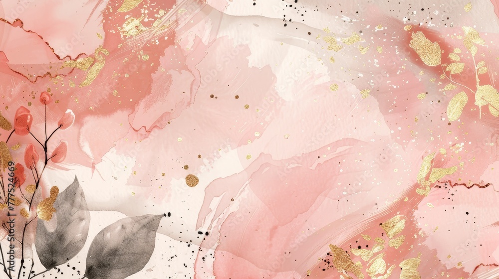 A pink abstract art botanical background modern with pink and earth ...