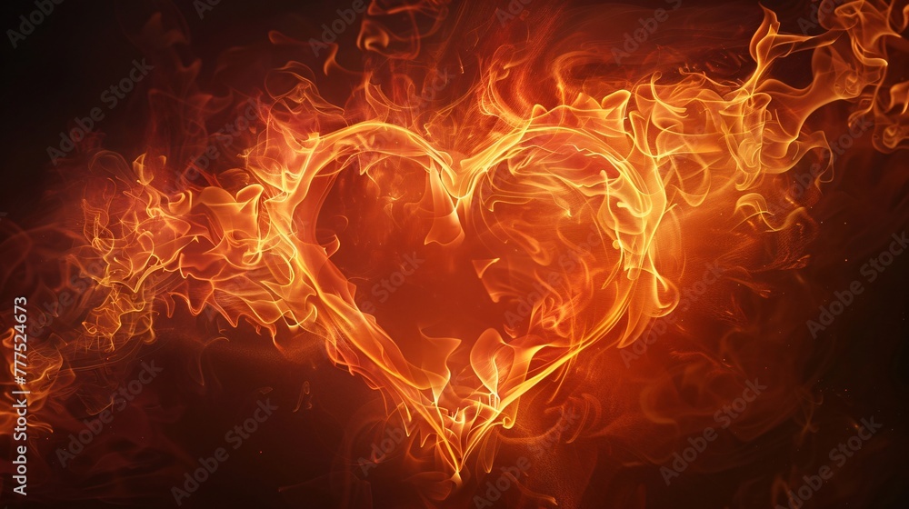 Fiery heart in an inferno symbolizing the transformative power of ...