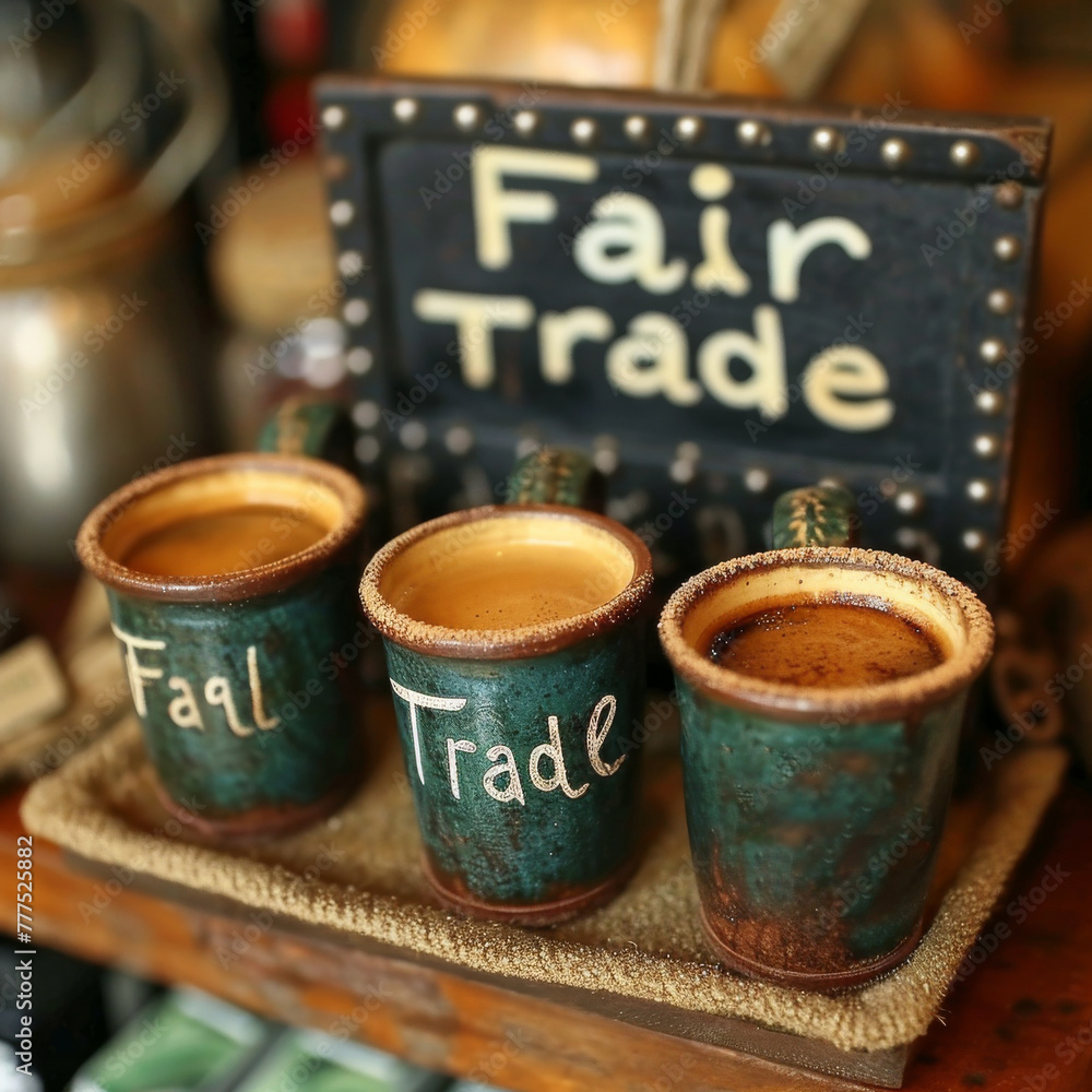 mugs with coffee and fresh coffee beans, on a warm background with ...