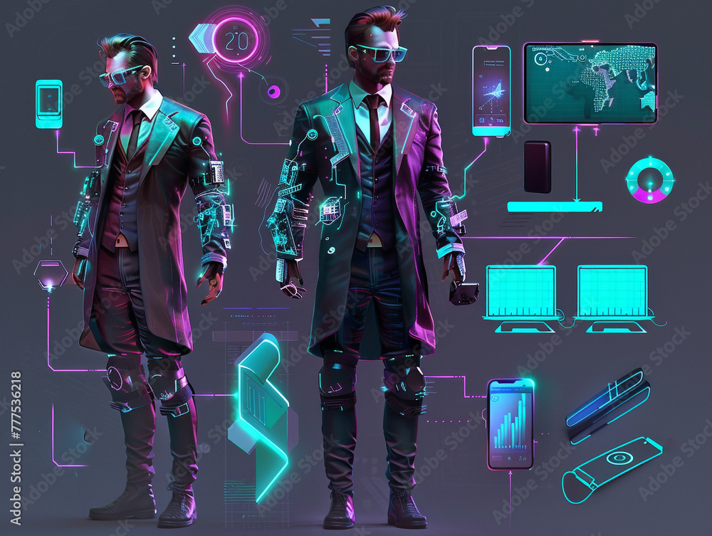 Character sheet concept image for a steampunk magician, featuring ...